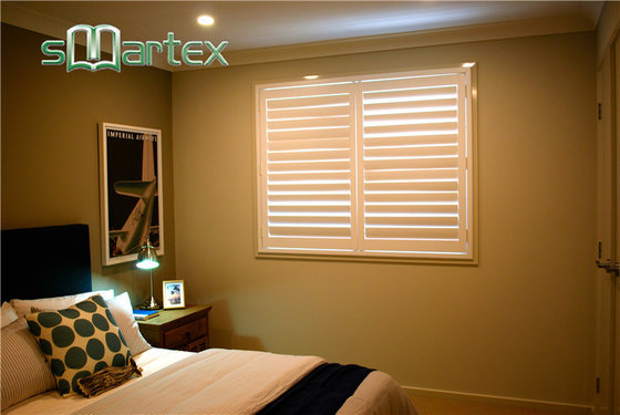 British Design Pvc Indoor Sliding Window Shutters / Interior Plantation Shutters