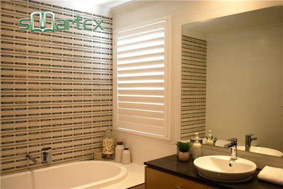 British Design Pvc Indoor Sliding Window Shutters / Interior Plantation Shutters