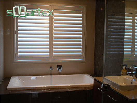 Customized Extruded PVC Plantation Shutters White Color Waterproof Faux Wood