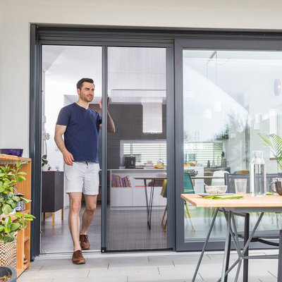 Aluminum Profile Part Screen Door Mesh , Pleated Mesh Folding Screen Door Plisee