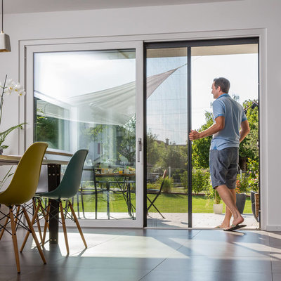 Aluminum Profile Part Screen Door Mesh , Pleated Mesh Folding Screen Door Plisee