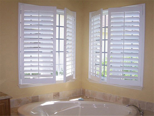 Bifolding Sliding Interior PVC Plantation Shutters For Bathroom Window Door