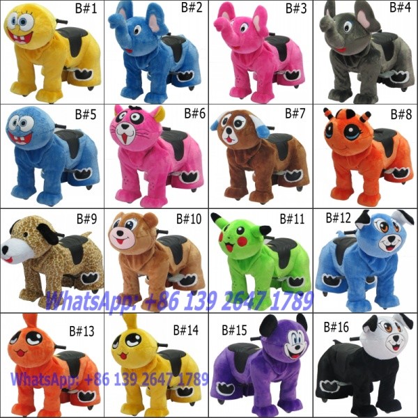 Coin Operated Kiddie Plush Animal Electric Scooter Motorized Plush Riding Animals For Rent