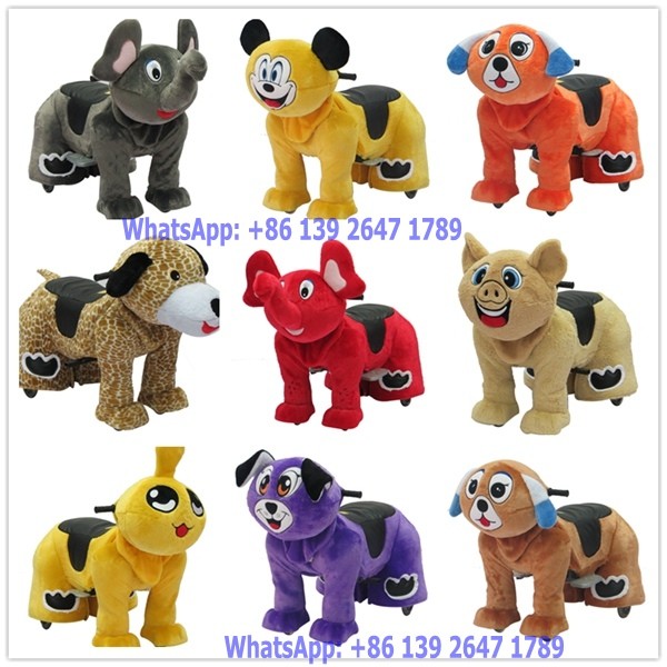 Hot sale 12v battery drive electric motorized plush animal kiddie ride for mall rental coin operated