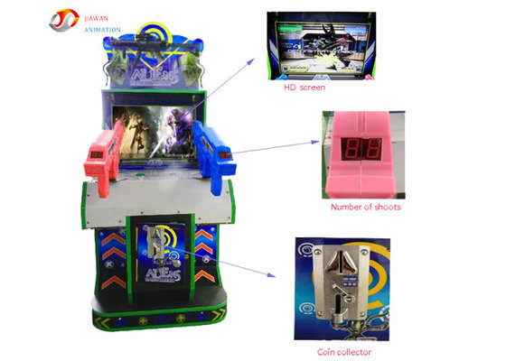 Wooden Double Gun Aliens Video Game Arcade Cabinet / Multi Game Arcade Machine