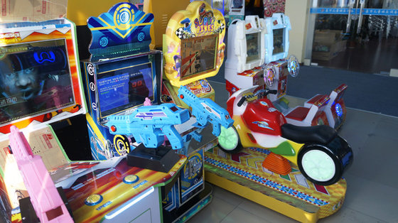 Kiddie Ride Simulator Motorcycle Arcade Machine Colorful And Cute Appearance