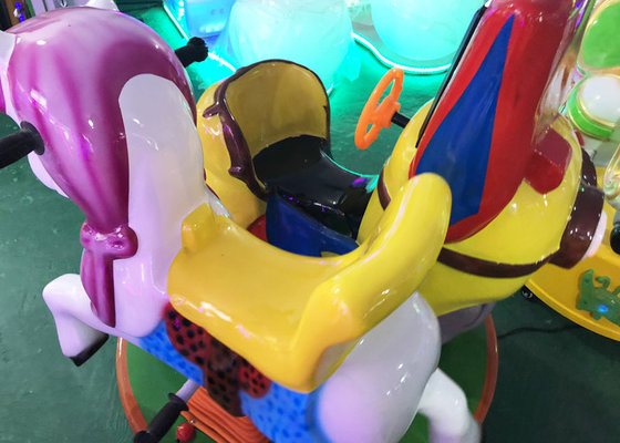 Fiberglass Two Person Coin Operated Kiddie Rides With Screen Horse Ride