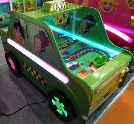 Green Color Amusement Park Equipment Bus Air Hockey Game For Shopping Mall