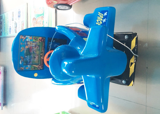 Fiberglass Blue Plane Coin Operated Helicopter Kiddie Ride W115 X D75 X H100CM Size