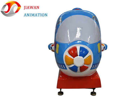 Fiberglass Blue Plane Coin Operated Helicopter Kiddie Ride W115 X D75 X H100CM Size