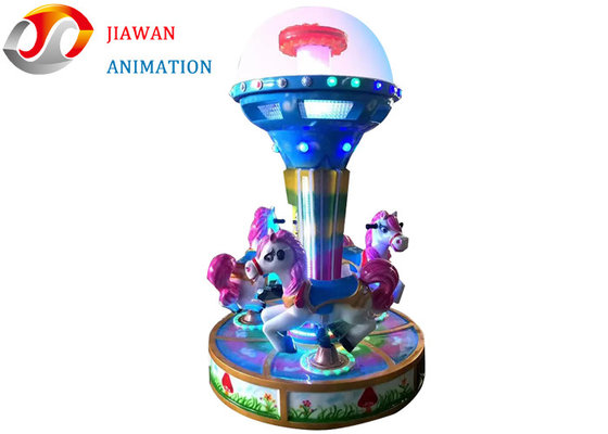 Ice And Snow Carousel Coin Operated Horse Ride 400W Power With Three Seats