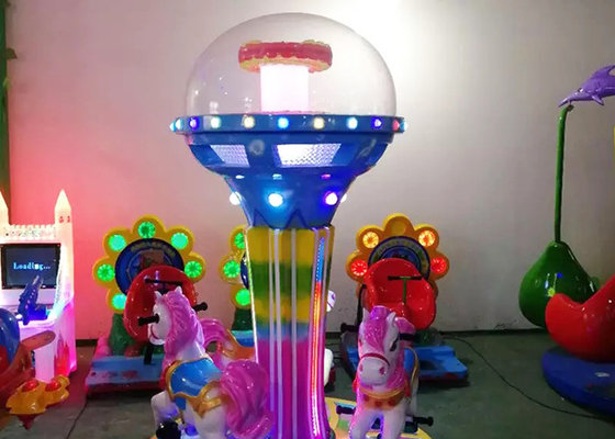 Ice And Snow Carousel Coin Operated Horse Ride 400W Power With Three Seats