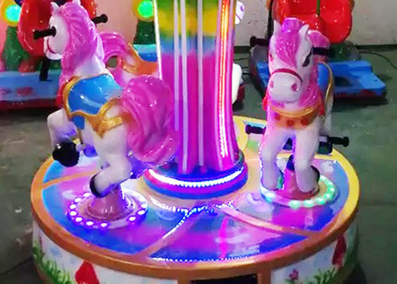 Ice And Snow Carousel Coin Operated Horse Ride 400W Power With Three Seats