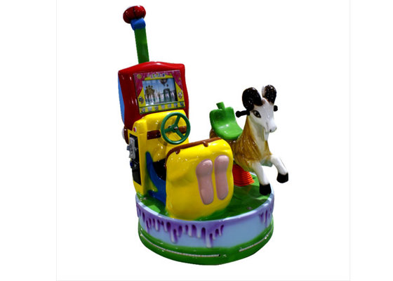 Fiberglass Two Person Coin Operated Kiddie Rides With Screen Horse Ride