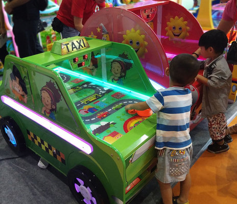Green Color Amusement Park Equipment Bus Air Hockey Game For Shopping Mall