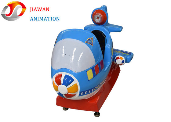 Fiberglass Blue Plane Coin Operated Helicopter Kiddie Ride W115 X D75 X H100CM Size