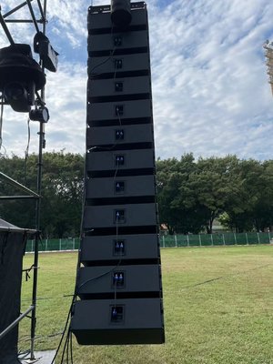 ARE Audio Line Array Outdoor System Monitor System with Eight Dual 12" Full Range and Four 24" Bandpass Subwoofers