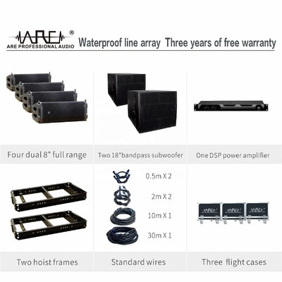 ARE Audio Dual 8 Inch Outdoor Line Array Set Professional Audio System Portable Speaker Set