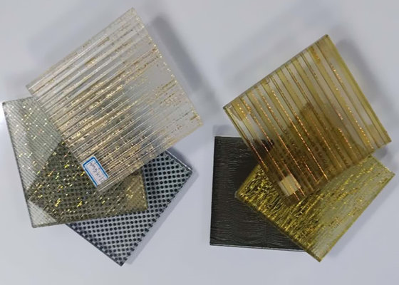 Hallway Patterned Toughened Glass , Decorative Tempered Glass With Metal Mesh