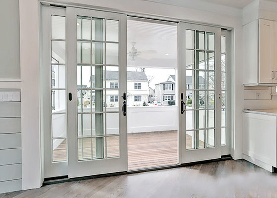 Ventilation Vacuum Aluminium Glass Door Powder Coated Easy Cleaning
