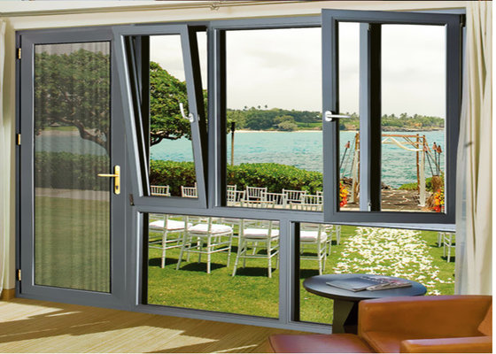 Outer Opening Aluminium Glass Door , Wind Proof Hanging Glass Window