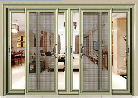Custom Soundproof Glass Door , Mosquito Screens Aluminum Frame Glass Door