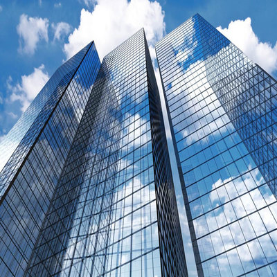 Ventilation Systems Redlective Glass Facade Curtain Wall For Steel Structured Building
