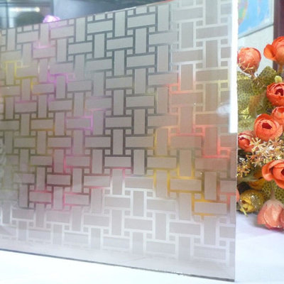 Modern Opaque Decorative Glass Etched Frosted Glass Partitions For Shower Room