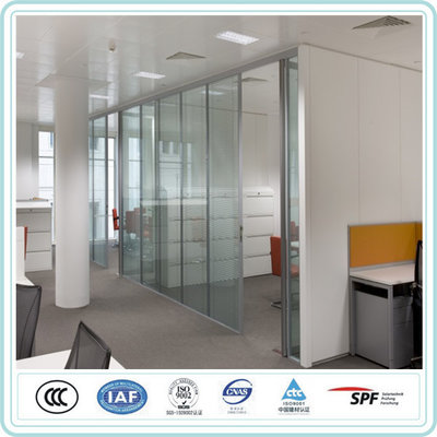 Acoustic noise insulated heat reducing double glazing removable partition for office