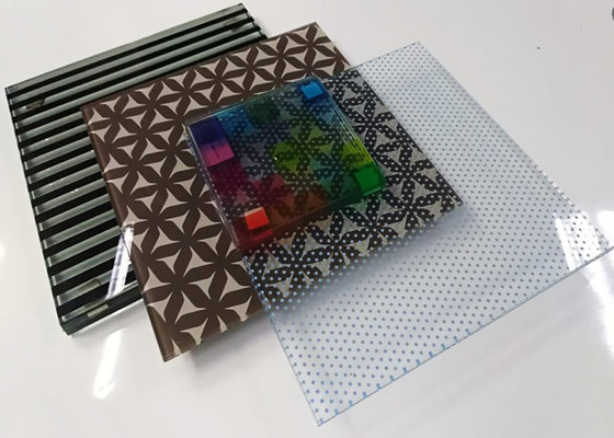 Colorful Enamel Ceramic Coating Glass , Patterned Toughened Glass CCC Approved
