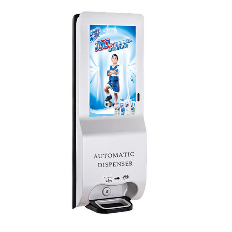 Indoor Washroom Wall Mount LCD Digital Signage LCD Player Hand Sanitizing LCD Advertising Display with Auto Dispenser supplier