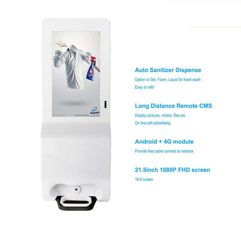 Hand Sanitizer Media Displays Public Sensor Sanitizer Dispenser LCD Digital Signage supplier