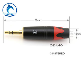 3.5 Male TRS Microphone Connector Z-231L-BG Brass Carbon Fiber Stereo Cable Connectors