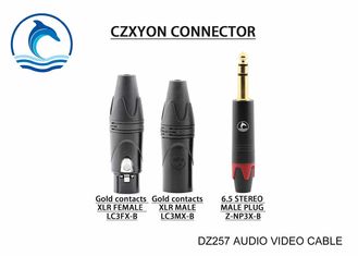 Gold Contacts Digital Video Cable XLR Female Male Connectors And 6.35mm TRS Stereo Plug