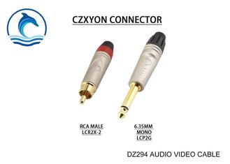 CE Approved Audio And Video Cables With RCA Male Connector And 6.35mm Mono Plug Connector
