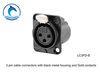 LC3FD-B 3 Pin XLR Female Connector , 3 Pin Universal D Size Metal XLR Chassis