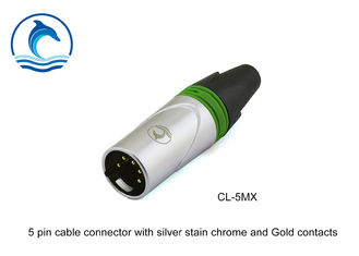 5 Pin XLR Connector LC5MX Male Silver Stain Chrome Gold Contacts 50Hz Dielectric Strength