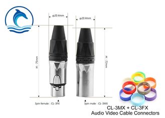 3 Pin Cannon XLR Connector , Audio And Video Connectors Zinc Alloy Housing