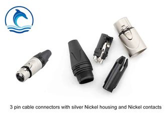 Satin Silver Housing XLR Audio Female Connector / LC3FX Trs Audio Connector