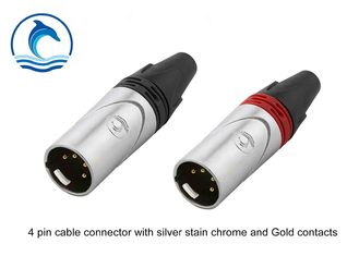 Gold Contacts Xlr Male Connector / CL-4MX Audio Wire Connectors Silver Housing