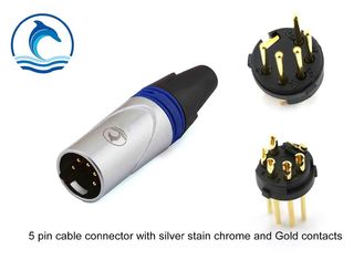 Audio Cable XLR Audio Connector 5 Hole CL-5MX Silver Housing Gold Contacts