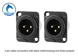 Black Housing XLR Audio Connector LC3MD-B Gold Contacts Quadrate Shape