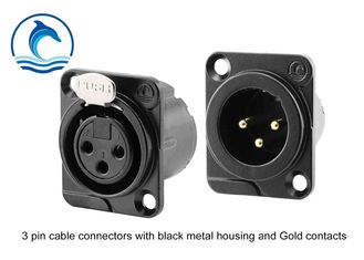 Black Housing XLR Audio Connector LC3MD-B Gold Contacts Quadrate Shape