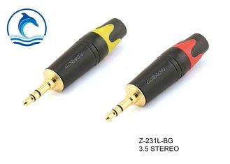 Stereo 3.5 Mm Audio Jack Connector / Sound Cable Connectors Gold Plated Leads