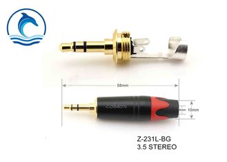 Stereo 3.5 Mm Audio Jack Connector / Sound Cable Connectors Gold Plated Leads