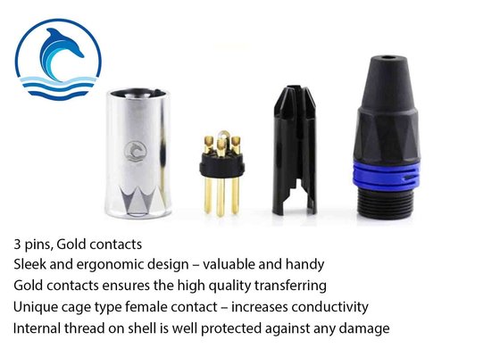 Metal Plug Male Audio And Video Connectors XLR Type With Custom Length