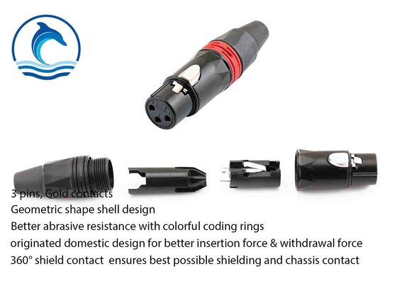 Tv 3 Pin Audio Video Cable Connectors / Rca Audio Connectors Black Color