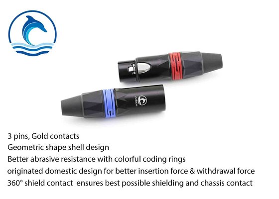 CL-3MXB 3 Pin XLR Digital Audio Connector 24K Gold Plated For Multimedia