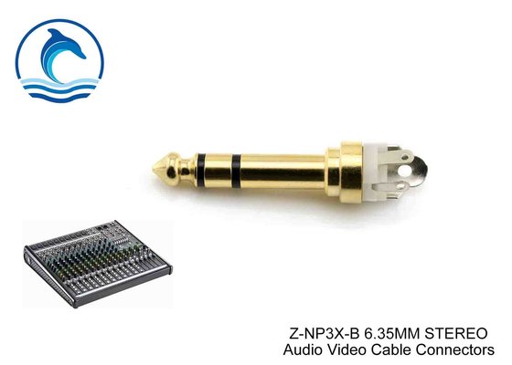6.35MM 1/4" Gold Stereo Plug TRS Microphone Connectors Z-NP3X-B PVC Jacket
