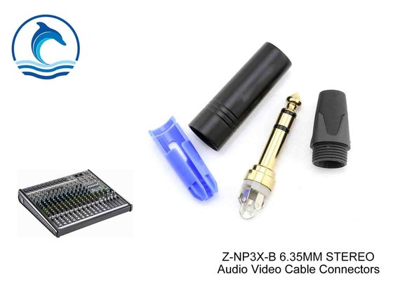 6.35MM 1/4" Gold Stereo Plug TRS Microphone Connectors Z-NP3X-B PVC Jacket